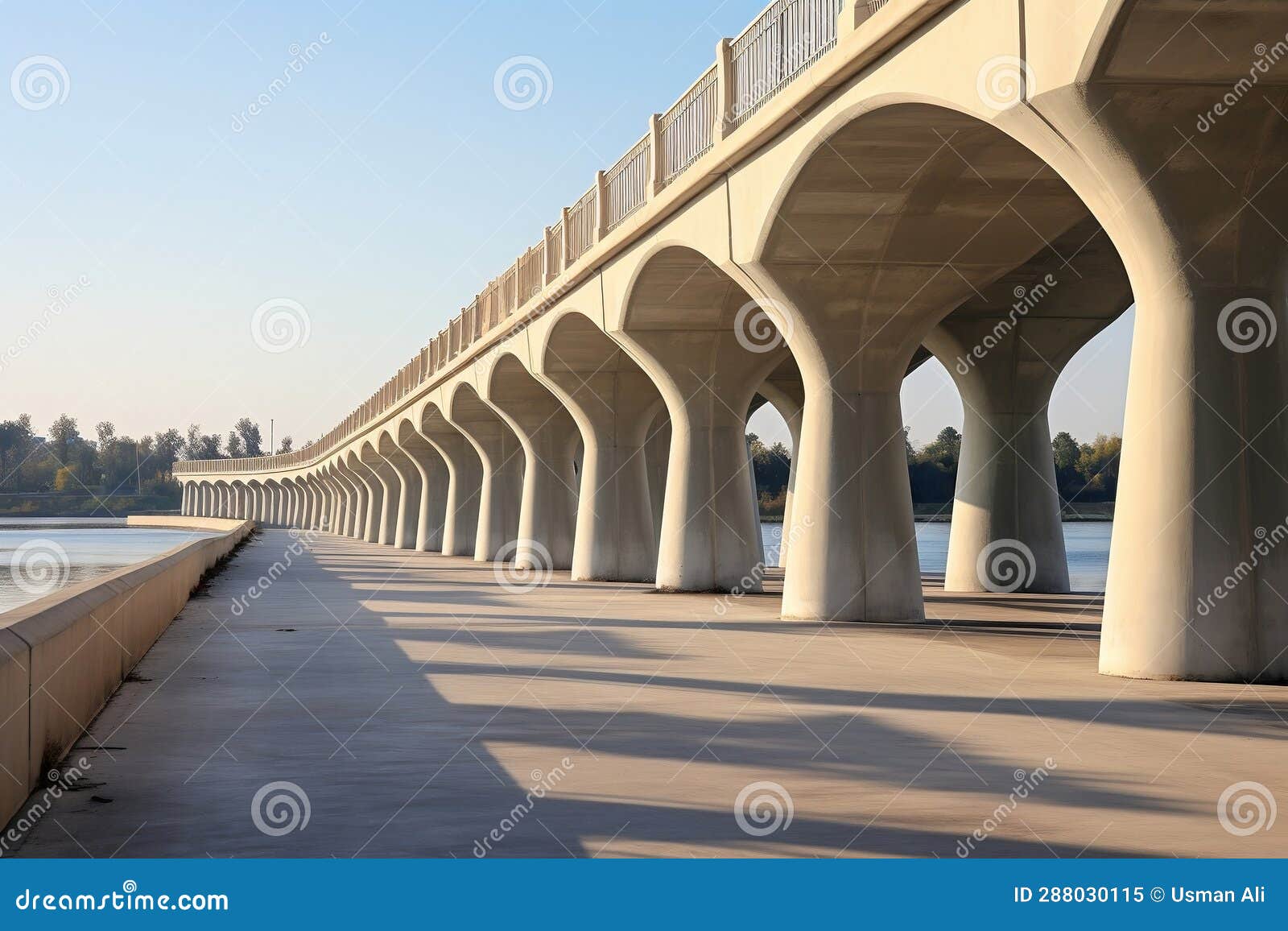 Smooth Road Bridge with Columns Illustration.AI Stock Illustration ...