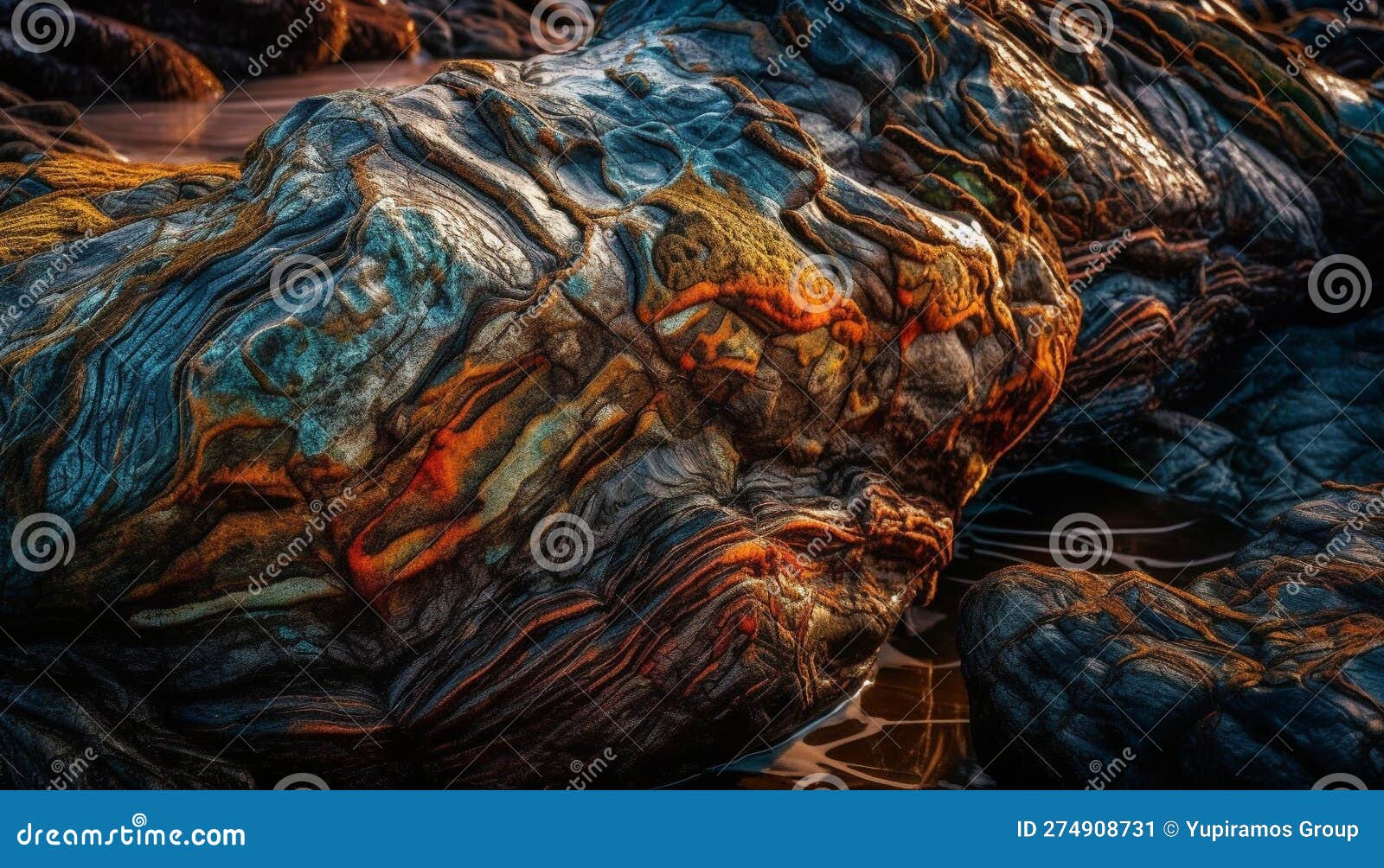 Smooth Rock Formation, Multi Colored Reef Underwater Generated by AI ...