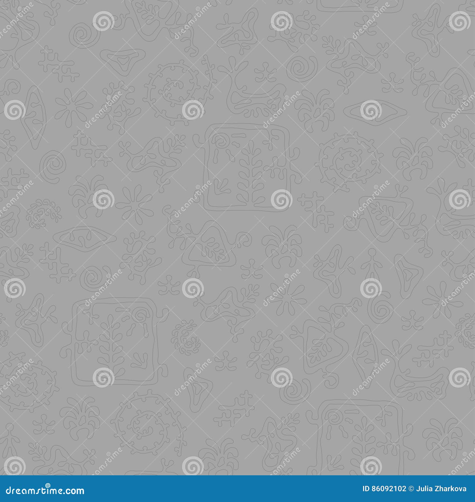 Smooth Rock-painting Style Prehistoric Floral Seamless Vector Pattern ...