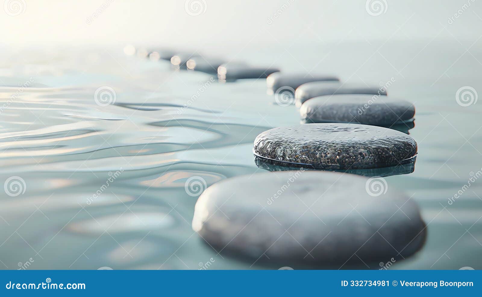 Smooth Round Stones Floating on Water Stock Illustration - Illustration ...