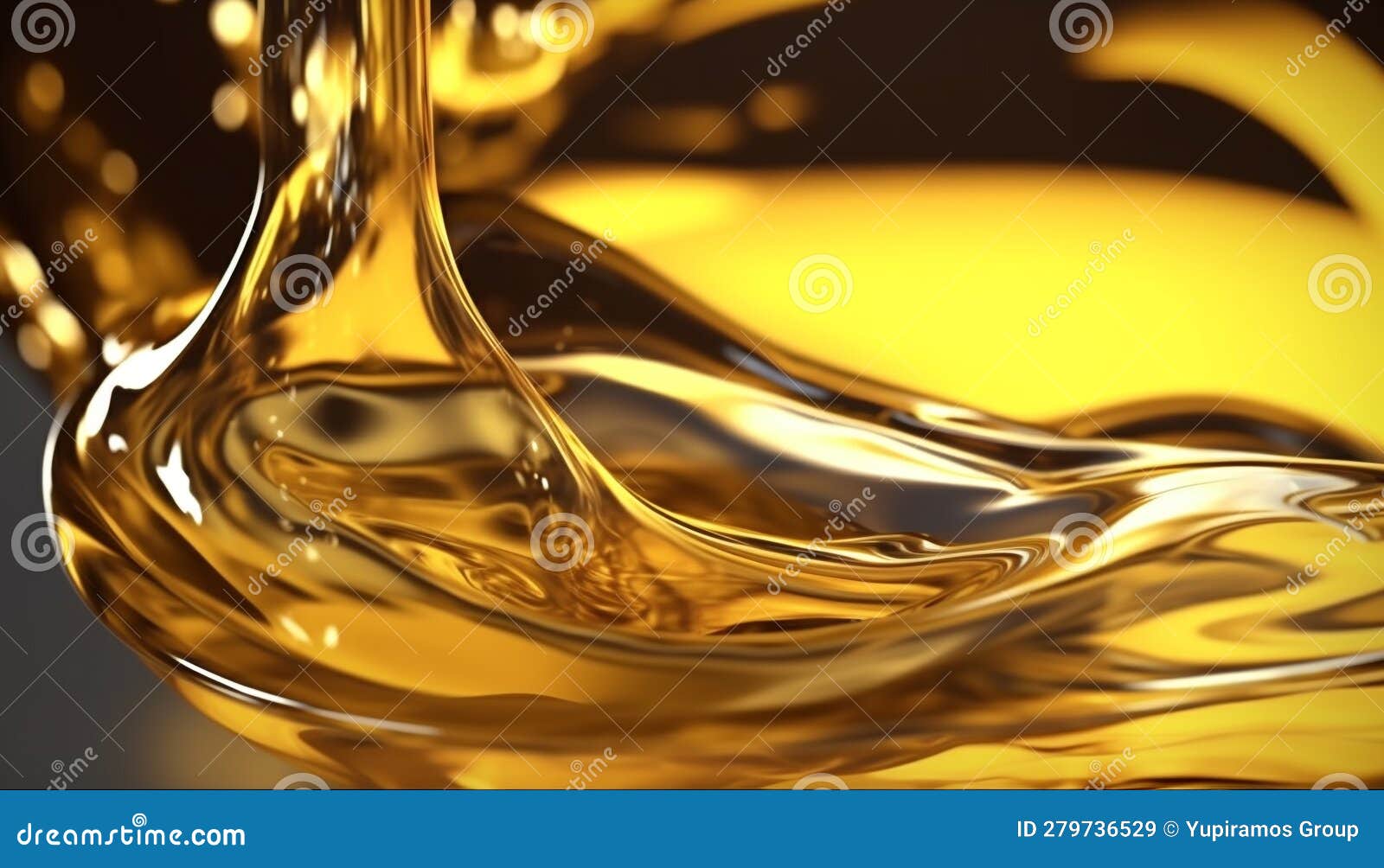 Smooth, Shiny, Gold Colored Cooking Oil Pouring in Abstract Wave ...