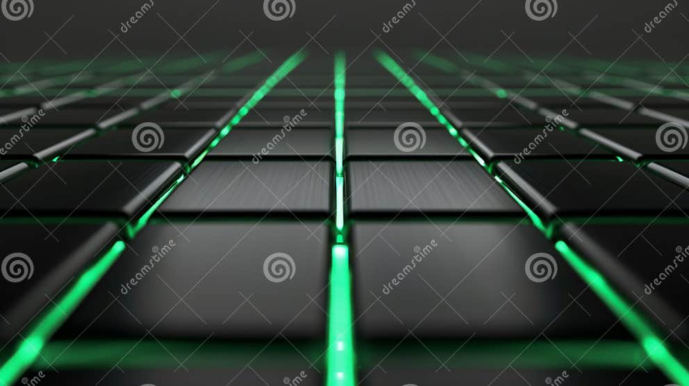 Smooth Silver Surface with Glowing Green Grid Lines: Sleek and Techy ...