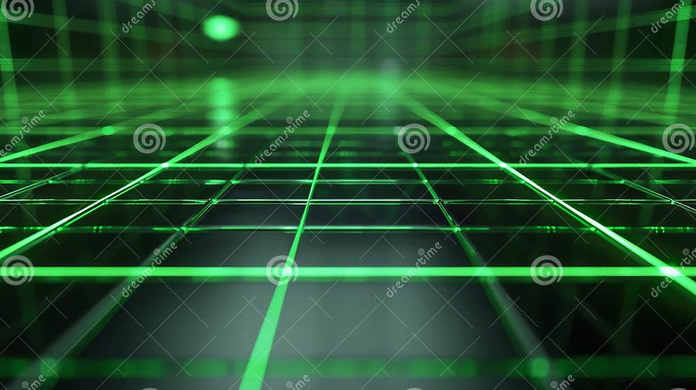 Smooth Silver Surface with Glowing Green Grid Lines: Sleek and Techy ...