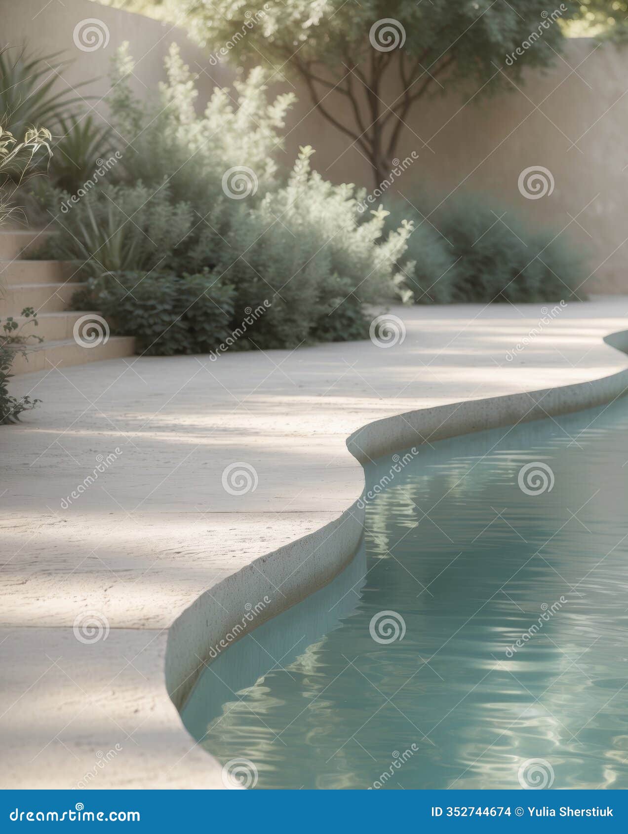 Smooth Stone Pathway Along Crystal Clear Pool Water in Relaxing Outdoor ...
