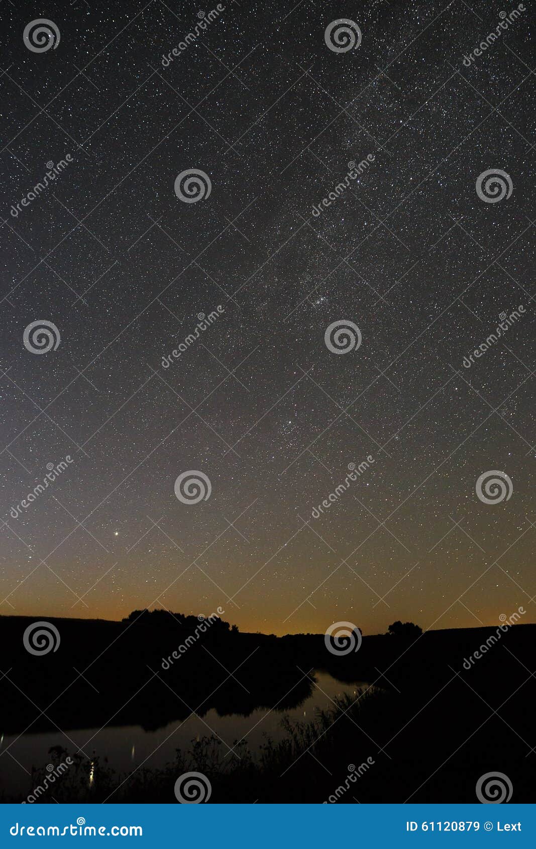 Smooth Surface Of The Lake On Background The Starry Sky Stock Image ...