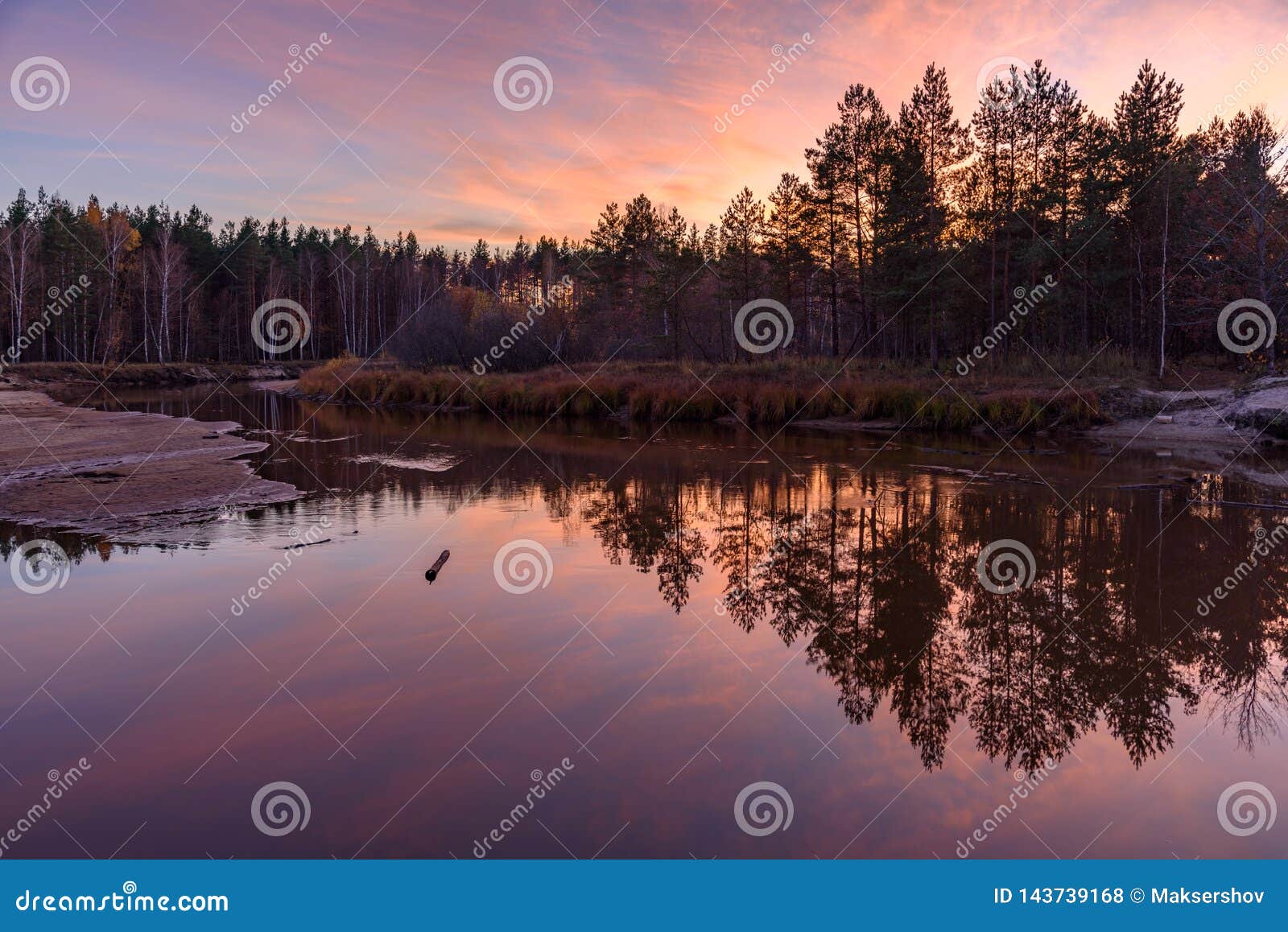 Smooth Surface of the Water in the River. Reflection in the Water of ...