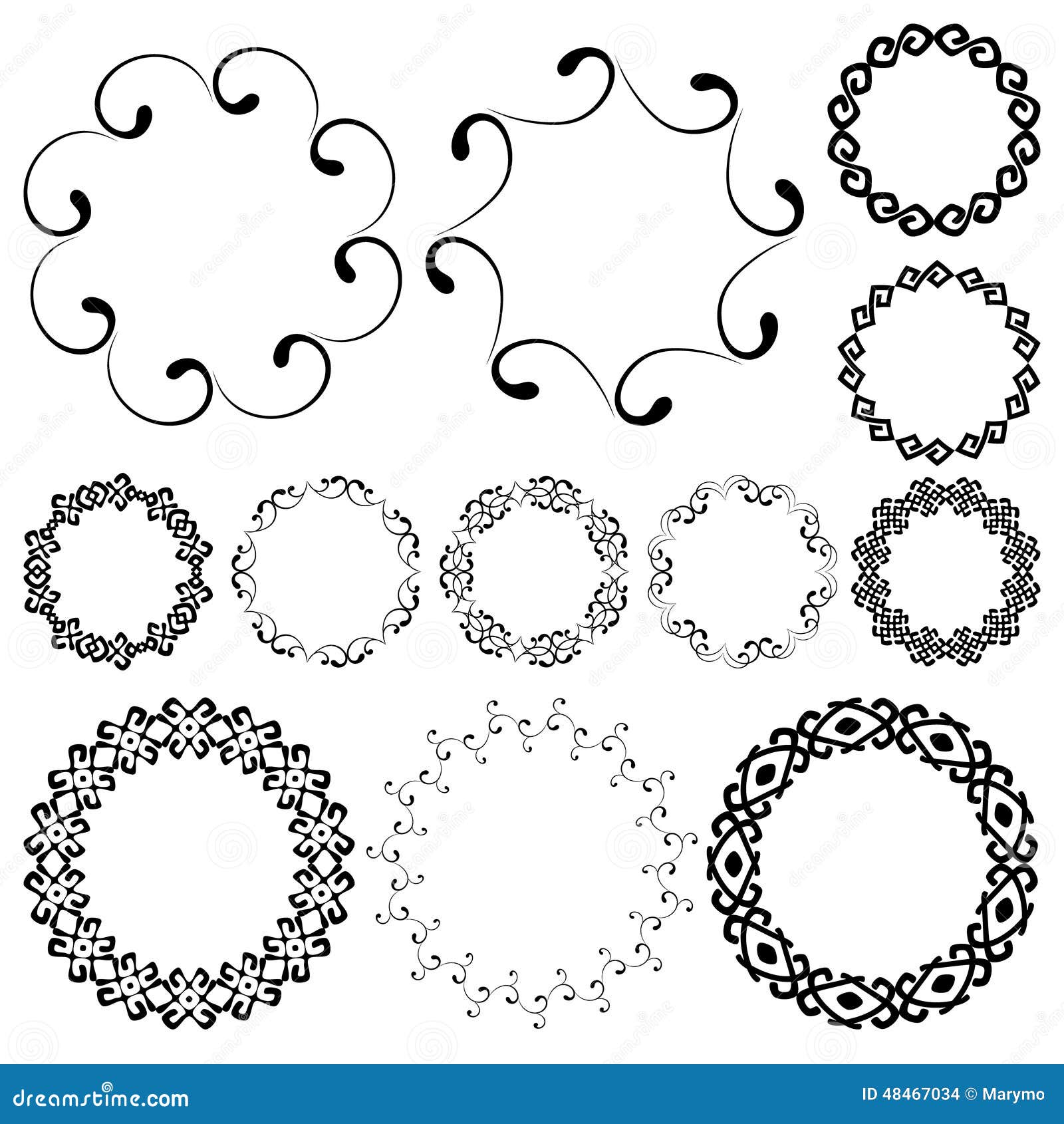 Smooth Swirly Round Frames in Mega Pack Stock Vector - Illustration of ...