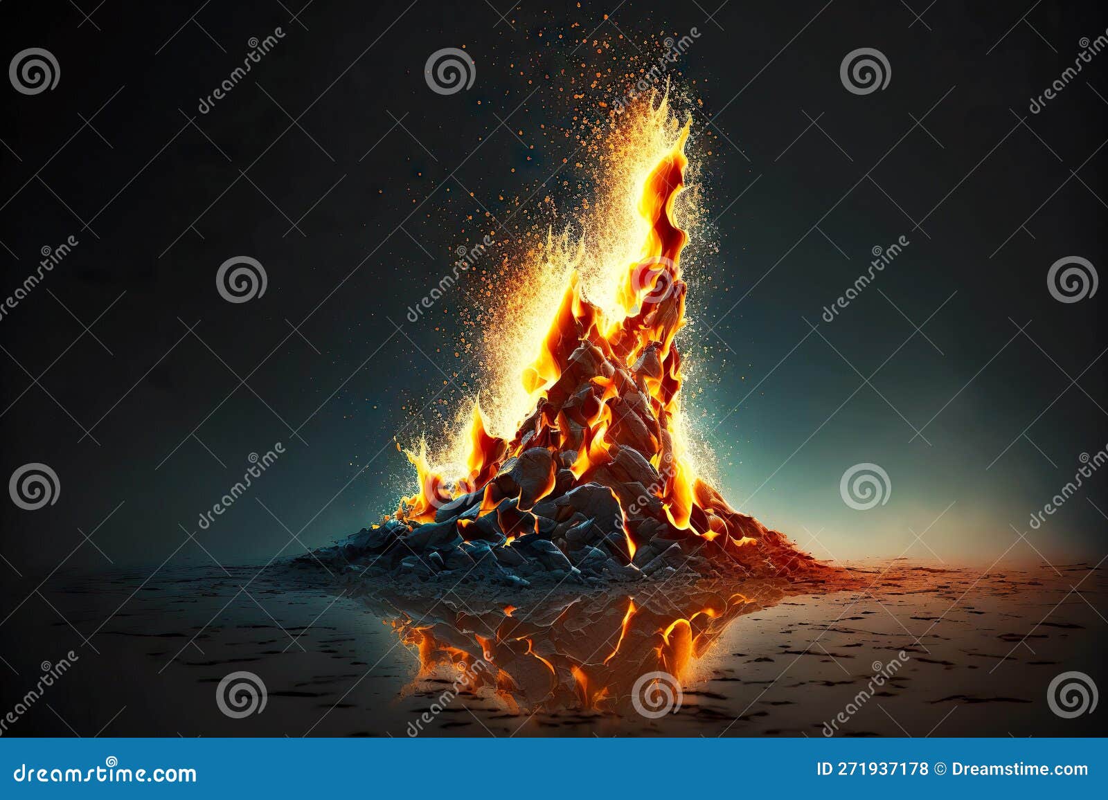 Smooth Vertical Blaze Fire Flame on Ground Stock Illustration ...
