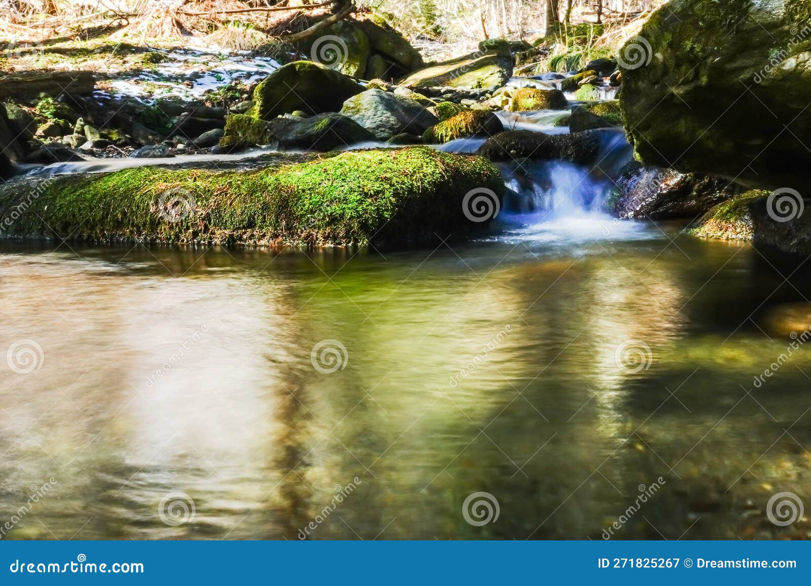 Smooth Water from a Brook in the Spring during Hiking Stock Image ...