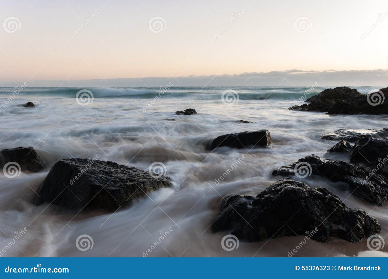 Smooth Water Running Over Rocks Stock Image - Image of island, blurred ...
