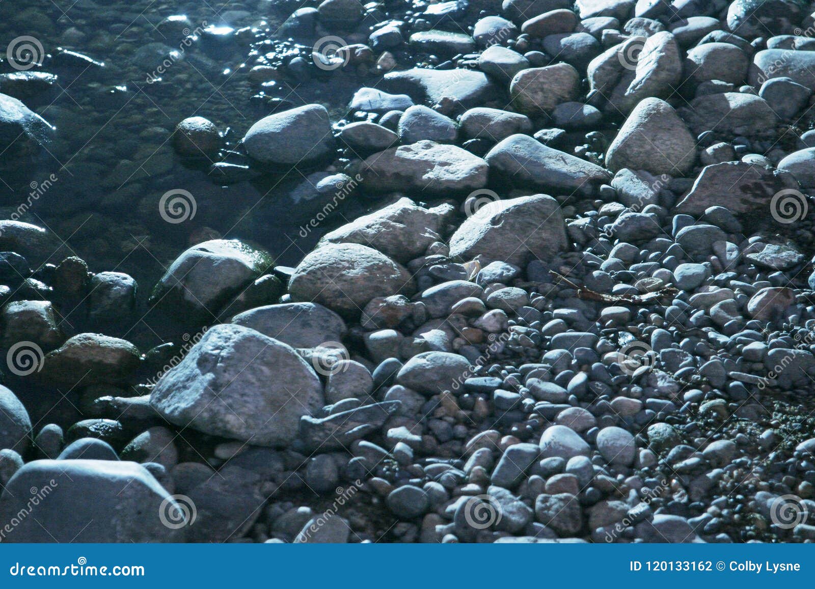 Smooth Water Worn Rocks or Stones in a Riverbed Stock Photo - Image of ...