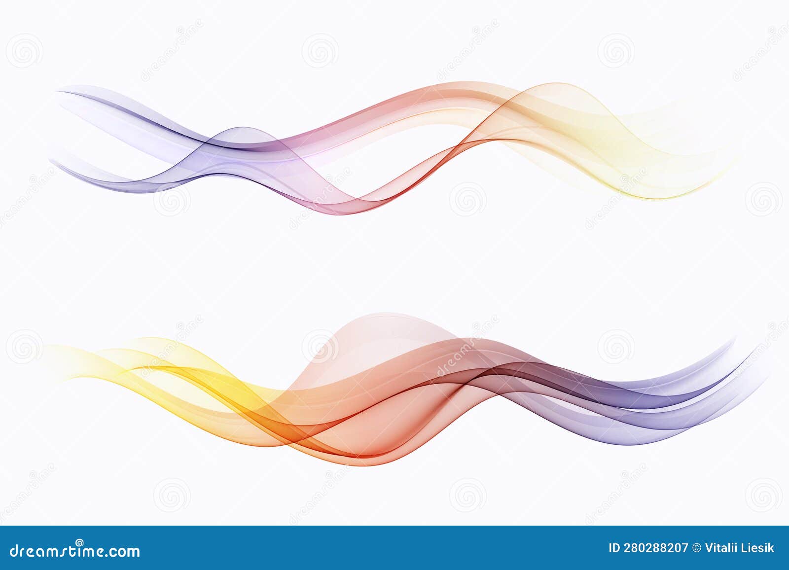 Smooth Wave Flow of Transparent Abstract Wave Color Spectrum. Set of ...