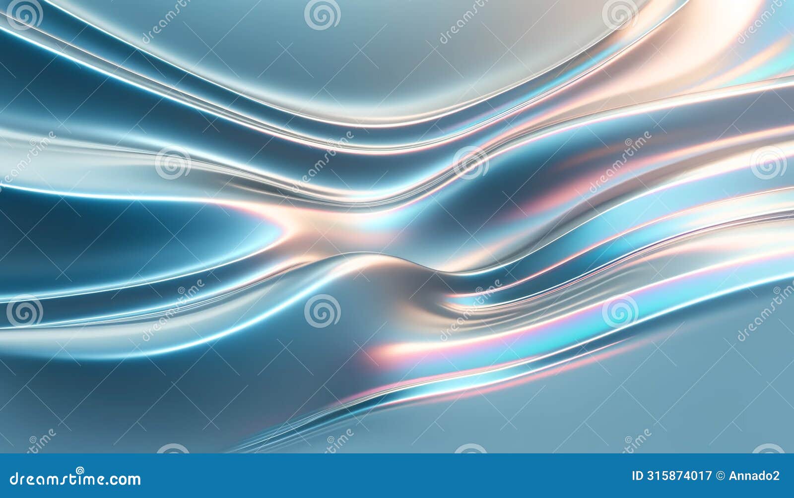 Smooth Wavy Metal Surface with Light Reflections, Abstract Blue ...