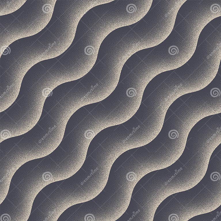 Smooth Wavy Tilted Lines Striped Seamless Pattern Vector Dot Work ...