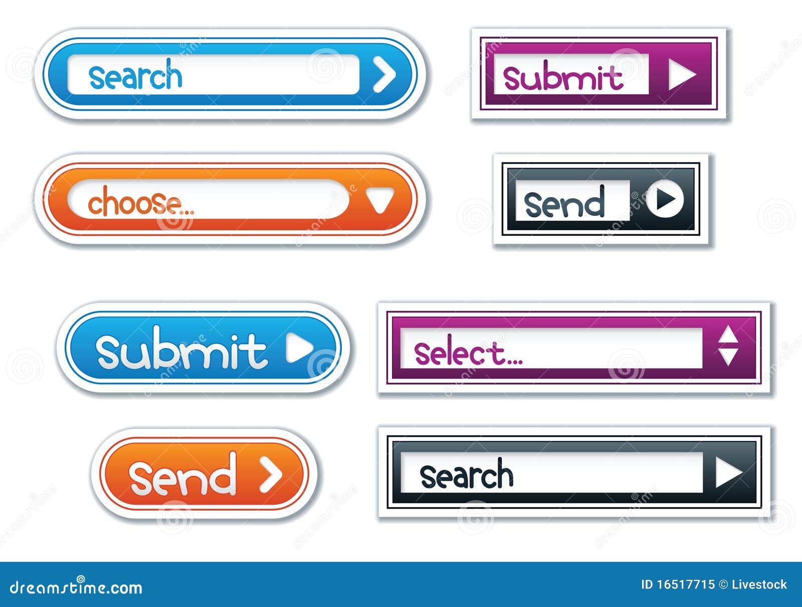 Smooth Web Bars and Buttons Stock Vector - Illustration of send, bright ...