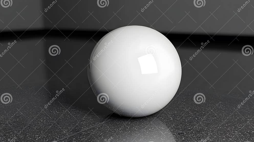 Smooth White Sphere on a Reflective Surface Stock Illustration ...