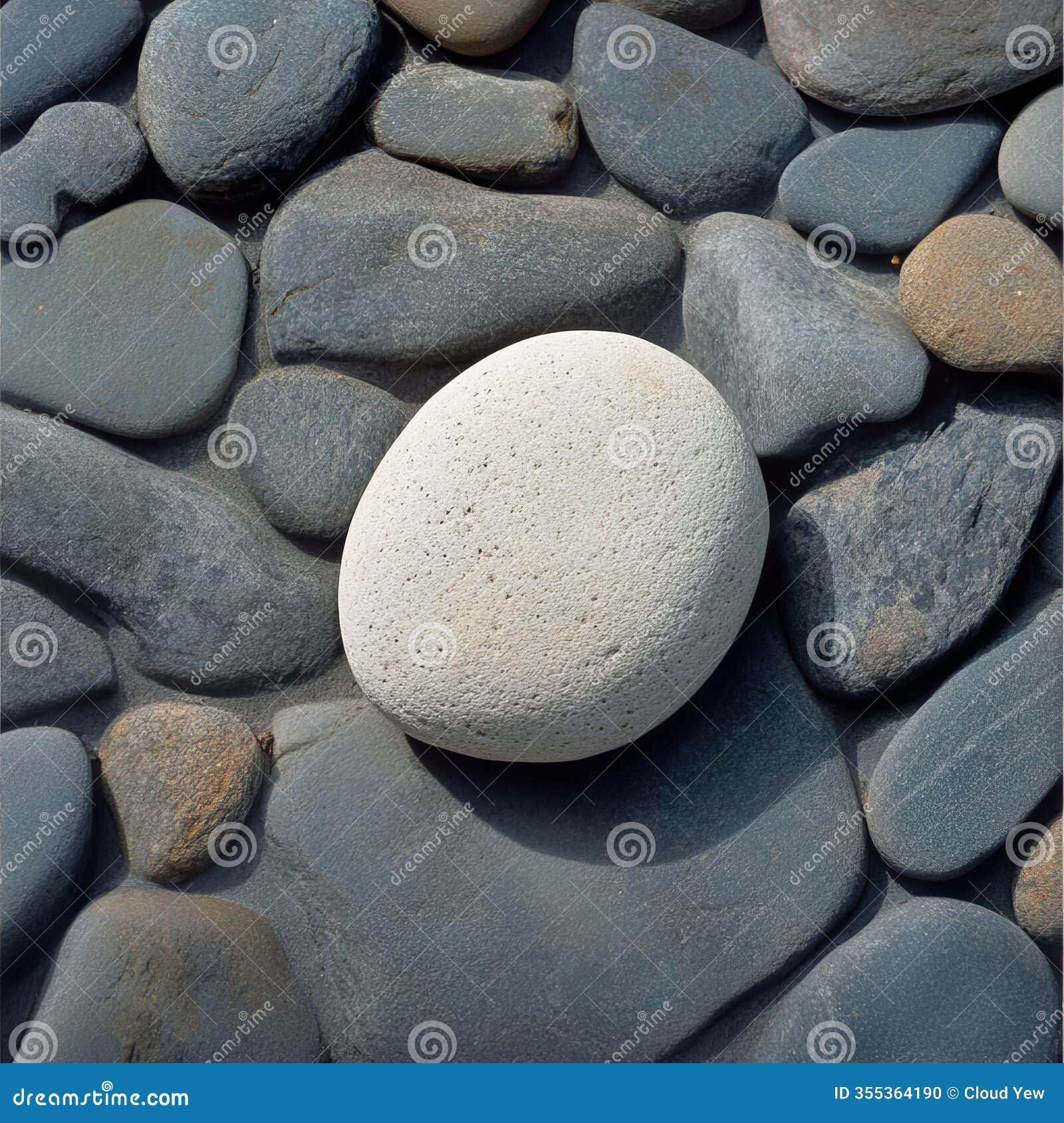 Smooth White Stone on Dark Pebble Background Stock Illustration ...
