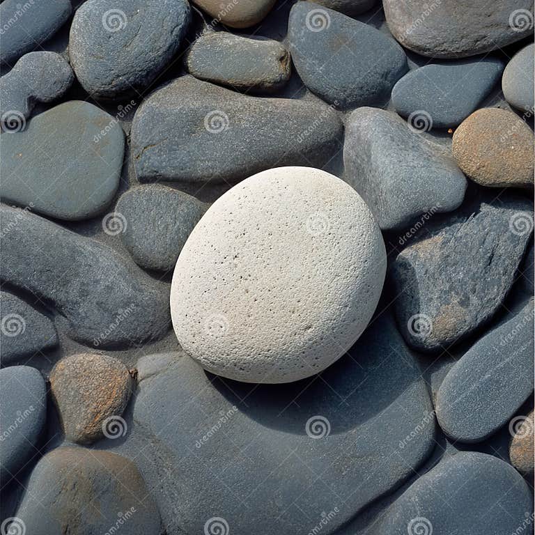 Smooth White Stone on Dark Pebble Background Stock Illustration ...