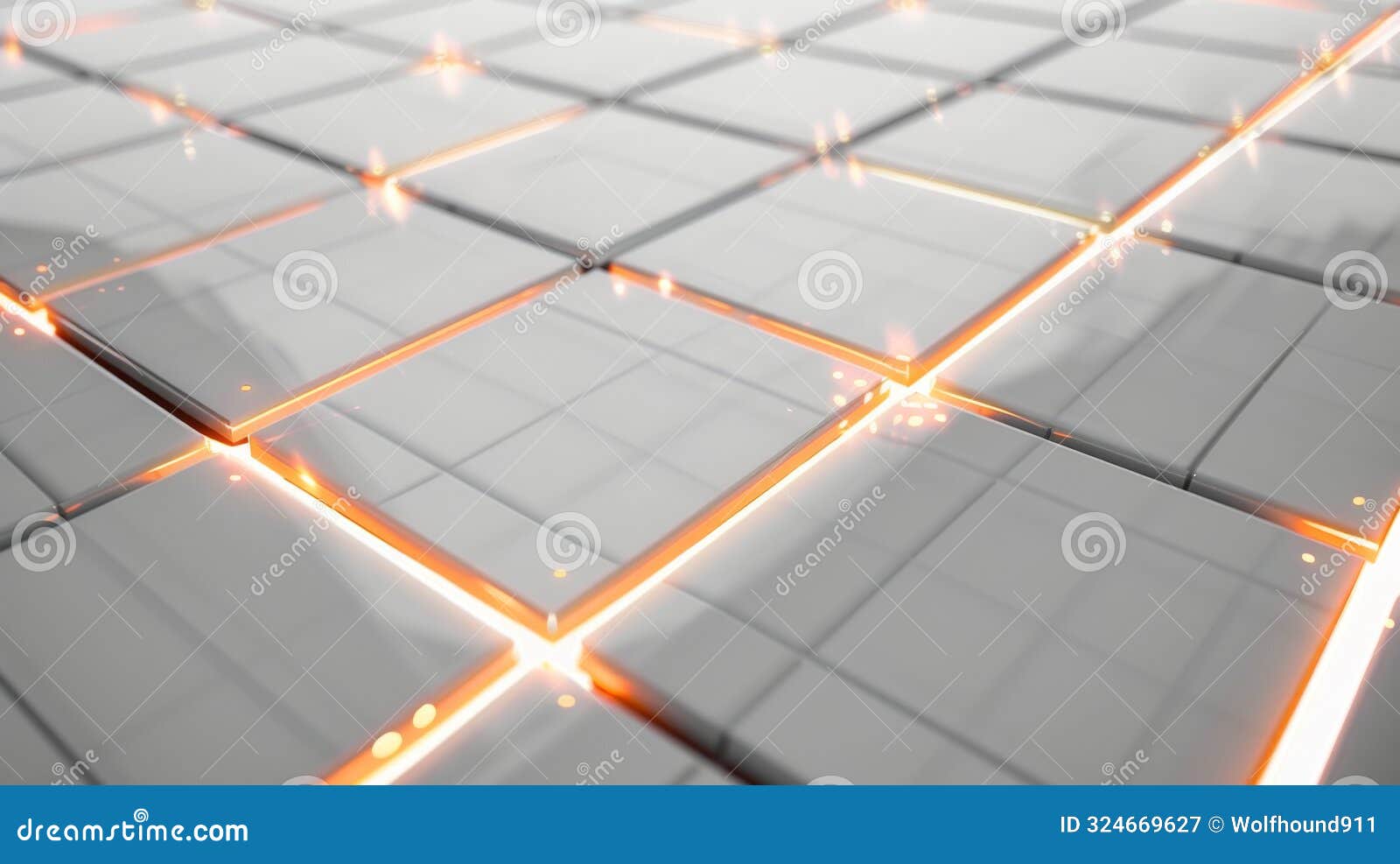 Smooth White Surface with Glowing Orange Grid Lines: Clean and Techy ...