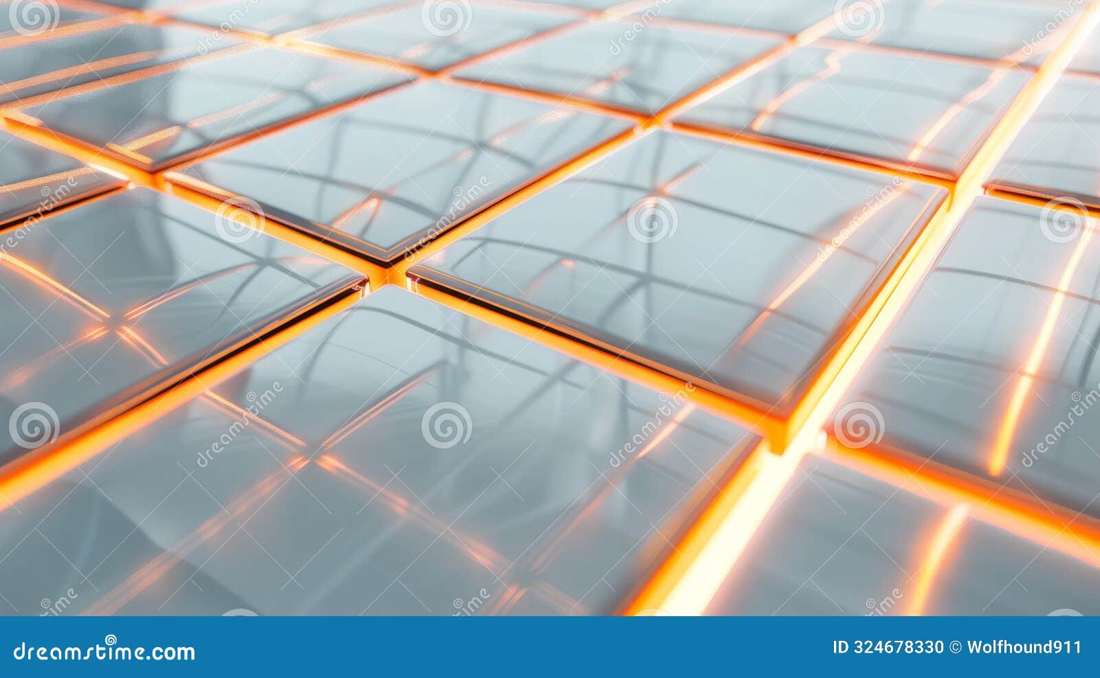 Smooth White Surface with Glowing Orange Grid Lines: Clean and Techy ...
