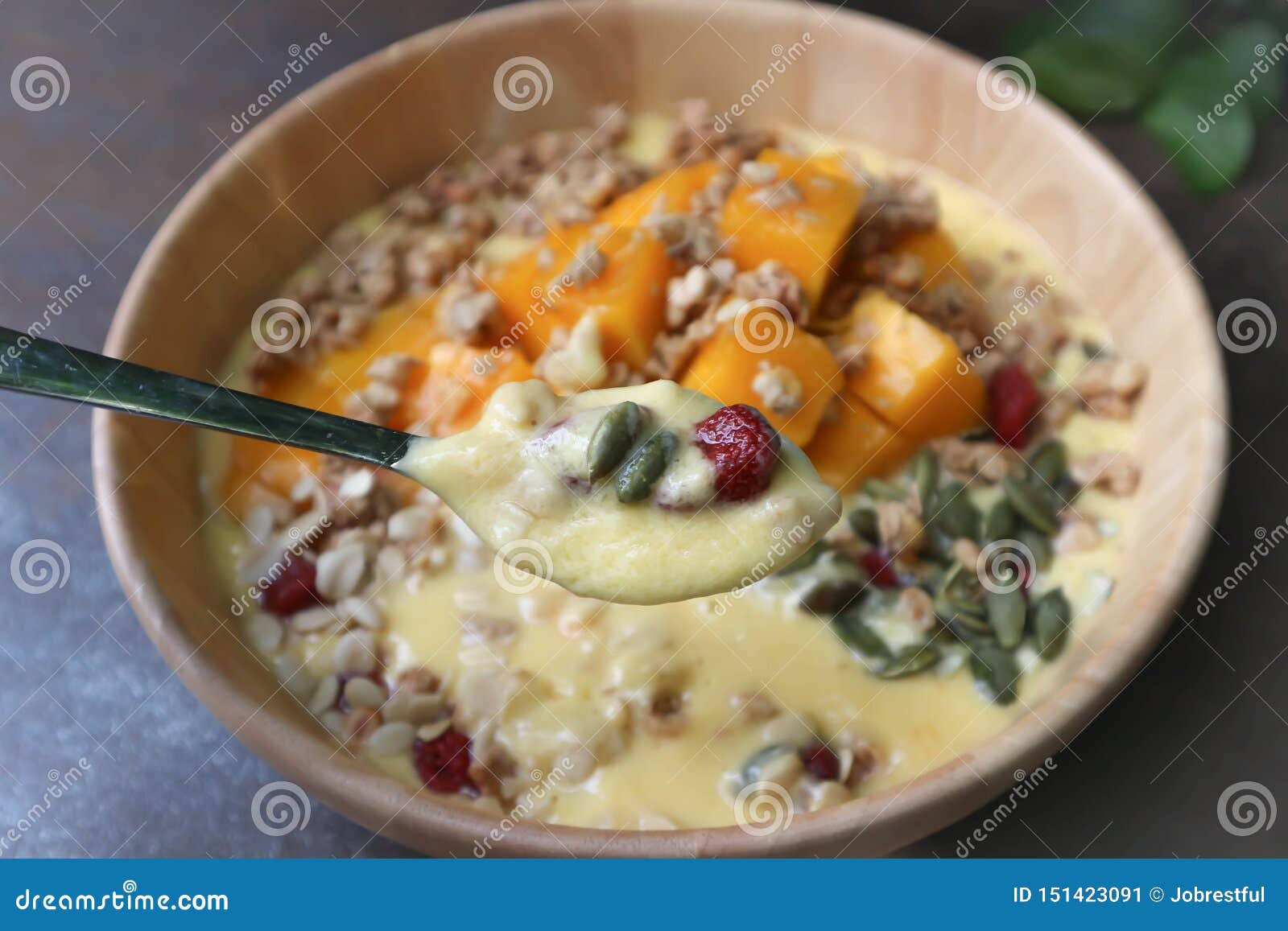 Smoothie Bowl,mango Yogurt with Fruit Topping Stock Image - Image of ...