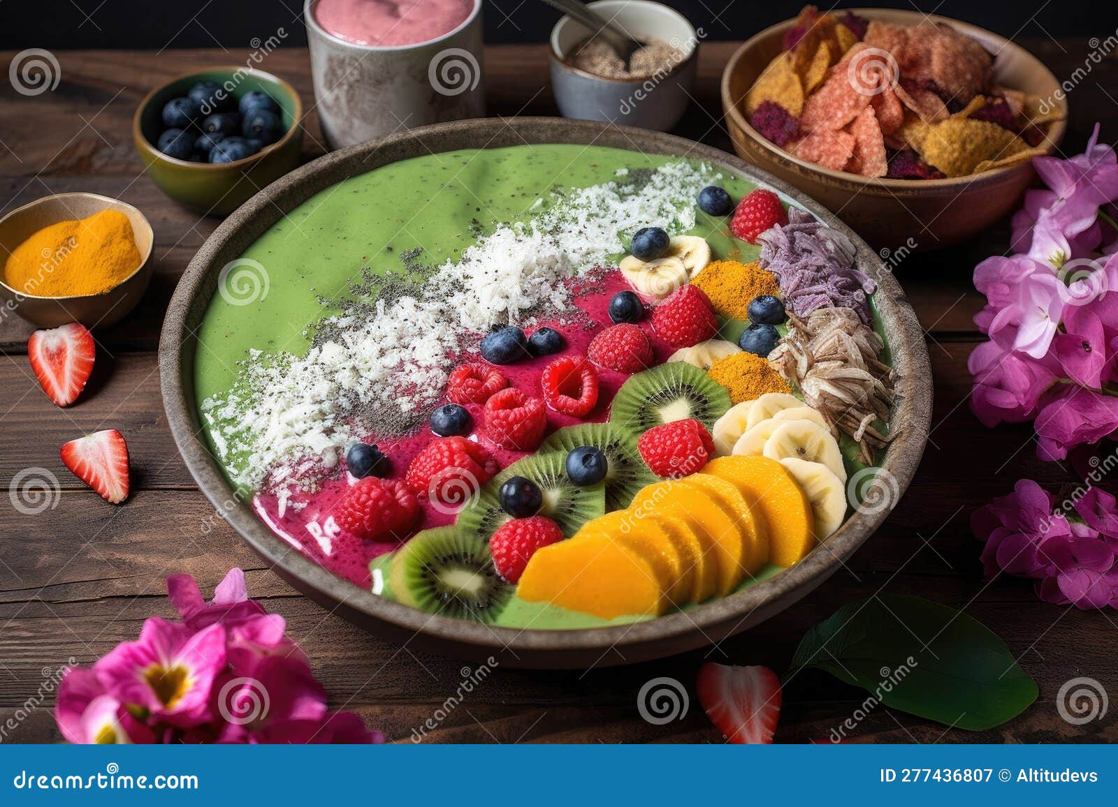 Smoothie Bowl with Mix of Textures, Flavors, and Colors Stock Image ...