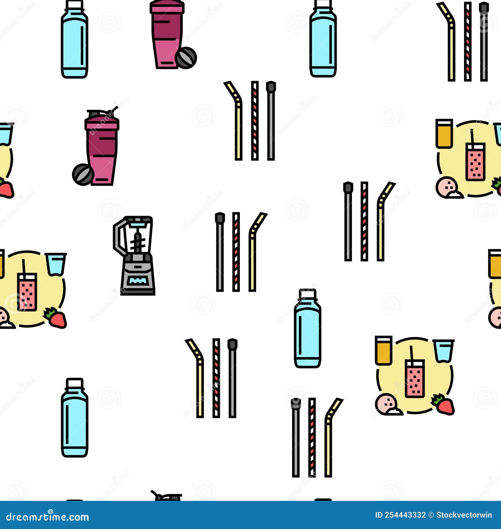 Smoothie Fruit Juice Food Shake Vector Seamless Pattern Stock Vector ...