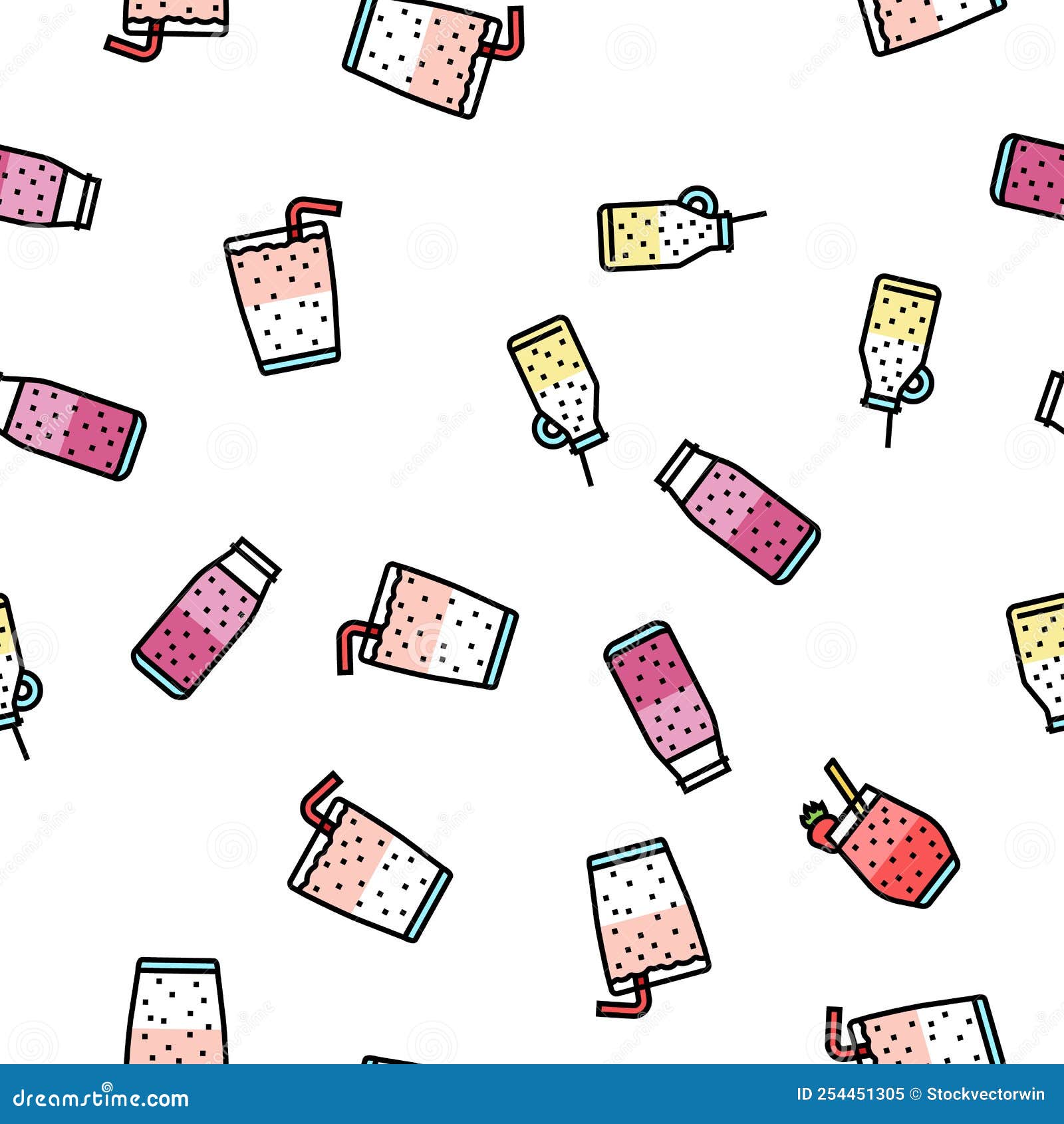 Smoothie Fruit Juice Food Shake Vector Seamless Pattern Stock Vector ...