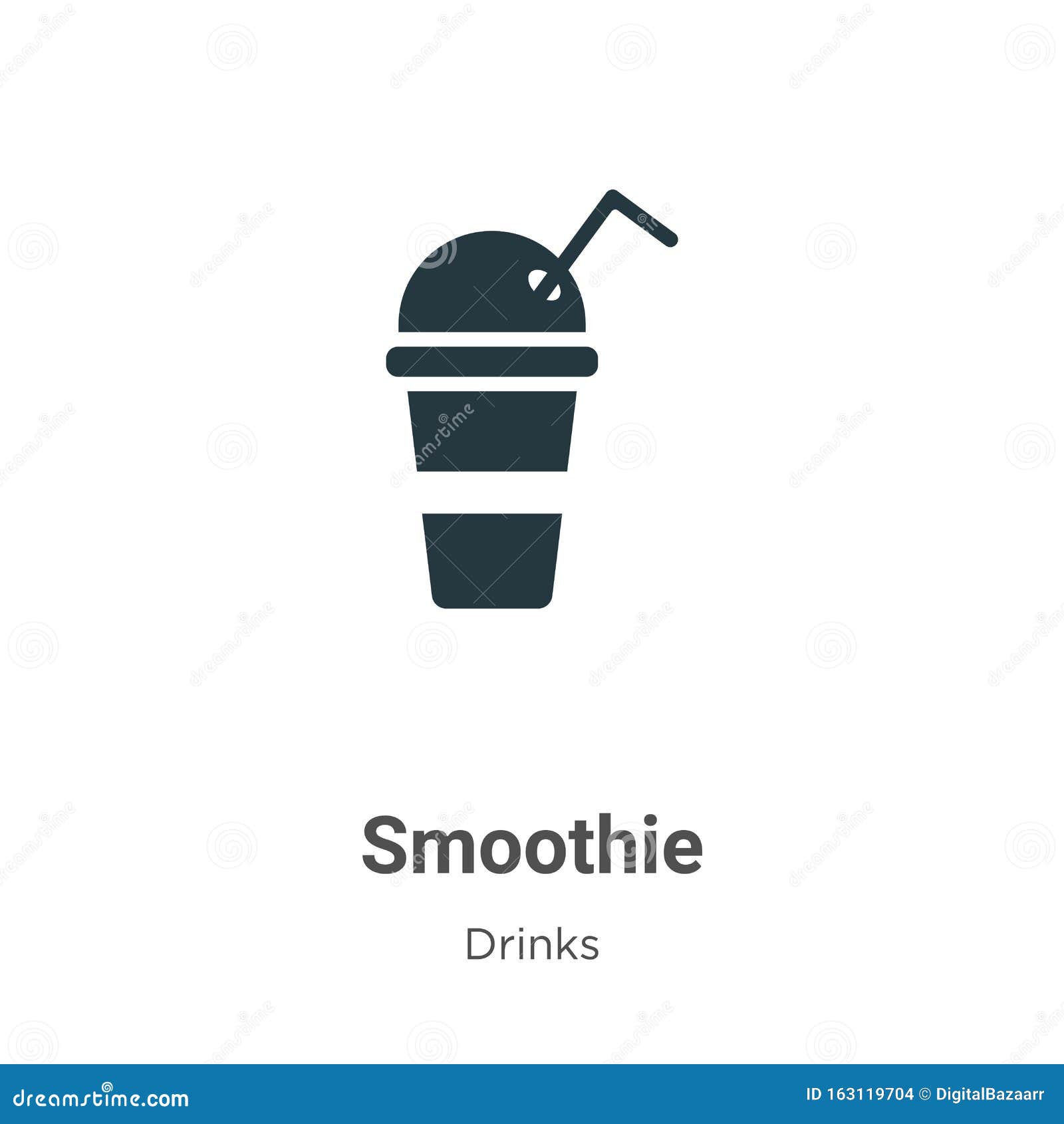 Smoothie Vector Icon on White Background. Flat Vector Smoothie Icon ...