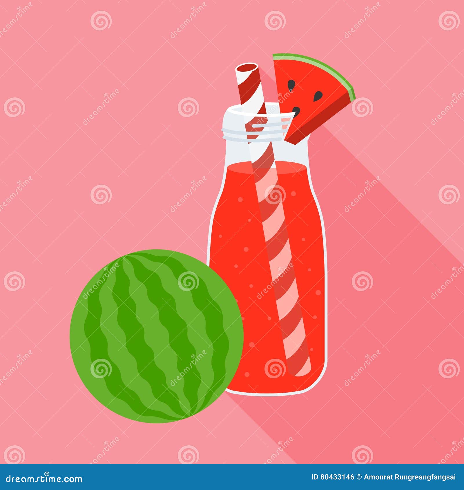 Smoothie Watermelon and Watermelon Stock Vector - Illustration of ...