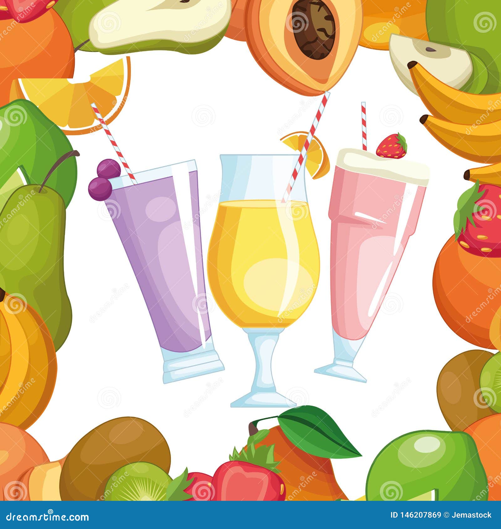 Smoothies with fruit frame stock vector. Illustration of drink - 146207869