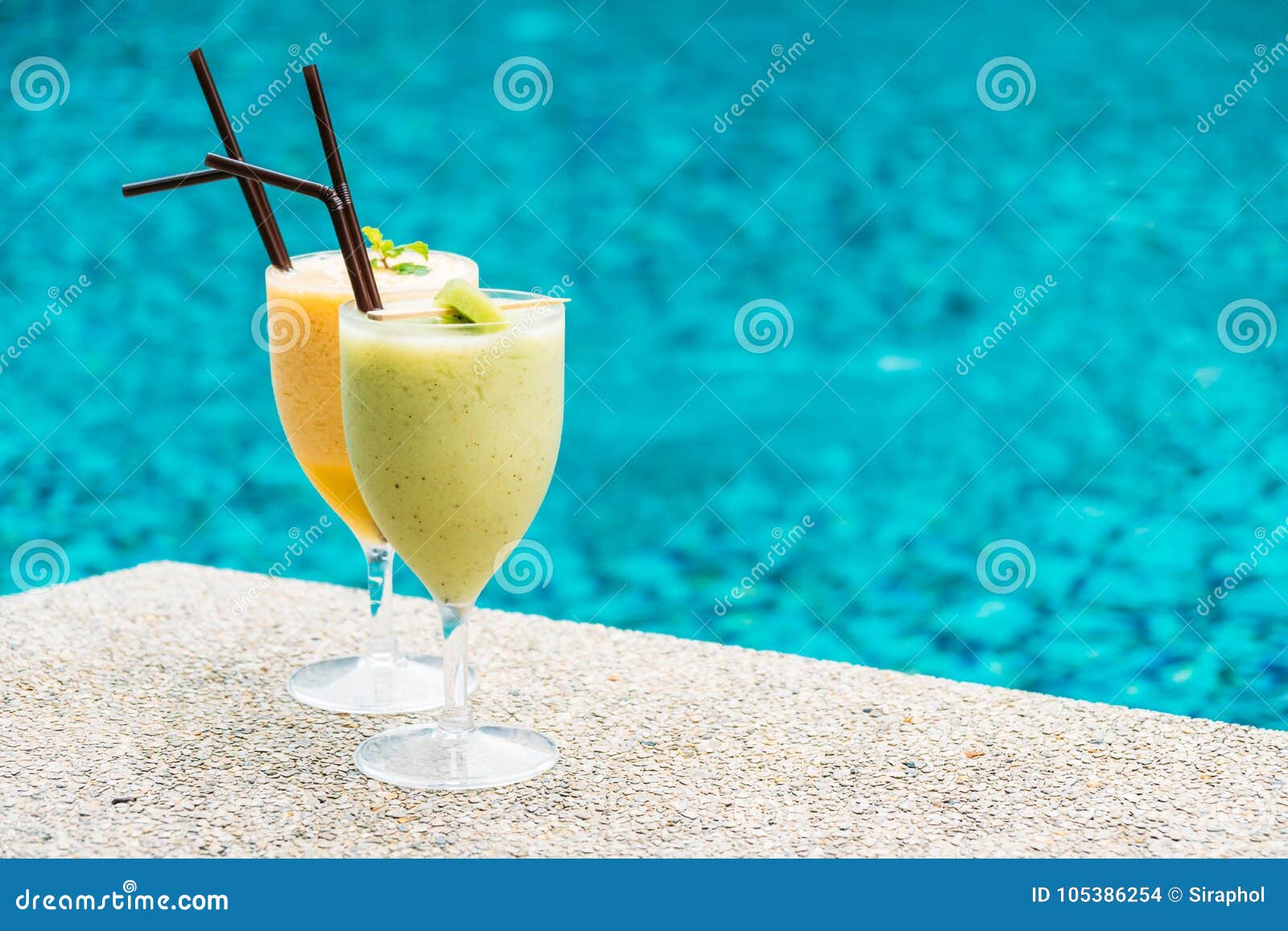 Smoothies with Pool Background Stock Photo - Image of orange, drink ...