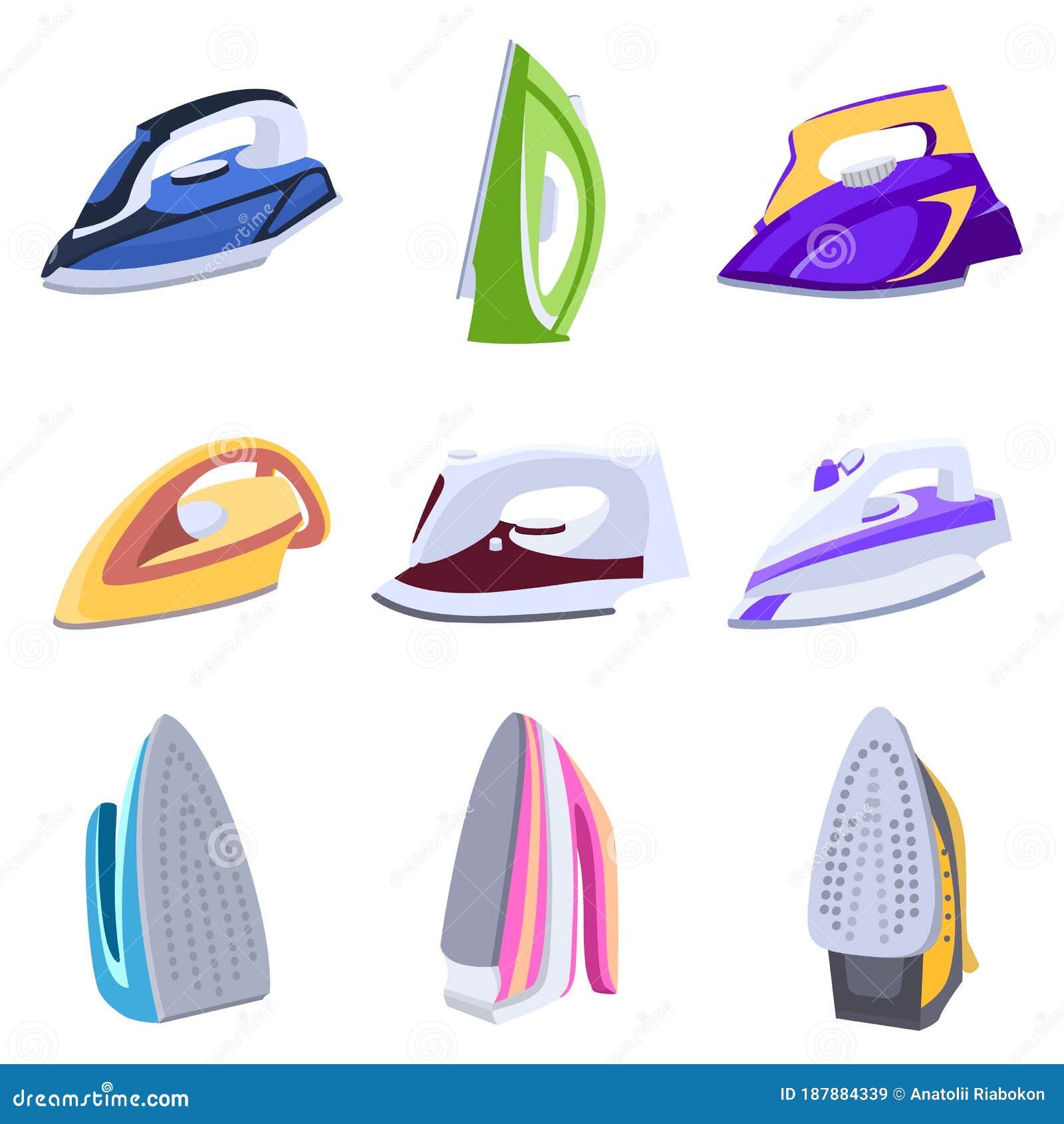 Smoothing-iron Icons Set, Cartoon Style Stock Vector - Illustration of ...