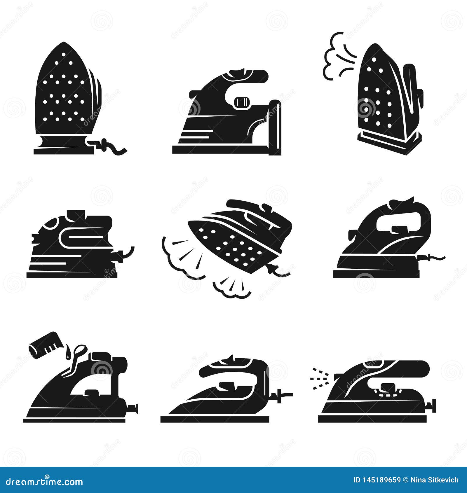 Smoothing-iron Icons Set, Simple Style Stock Vector - Illustration of ...