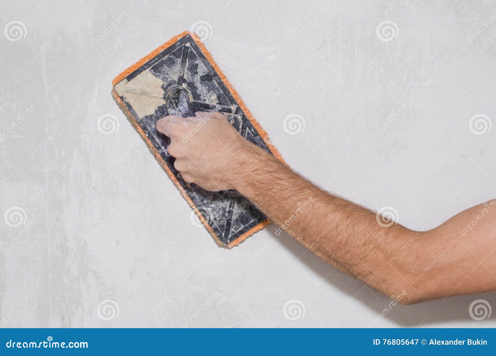 Smoothing Plastered Walls, Construction Sponge Stock Image - Image of ...