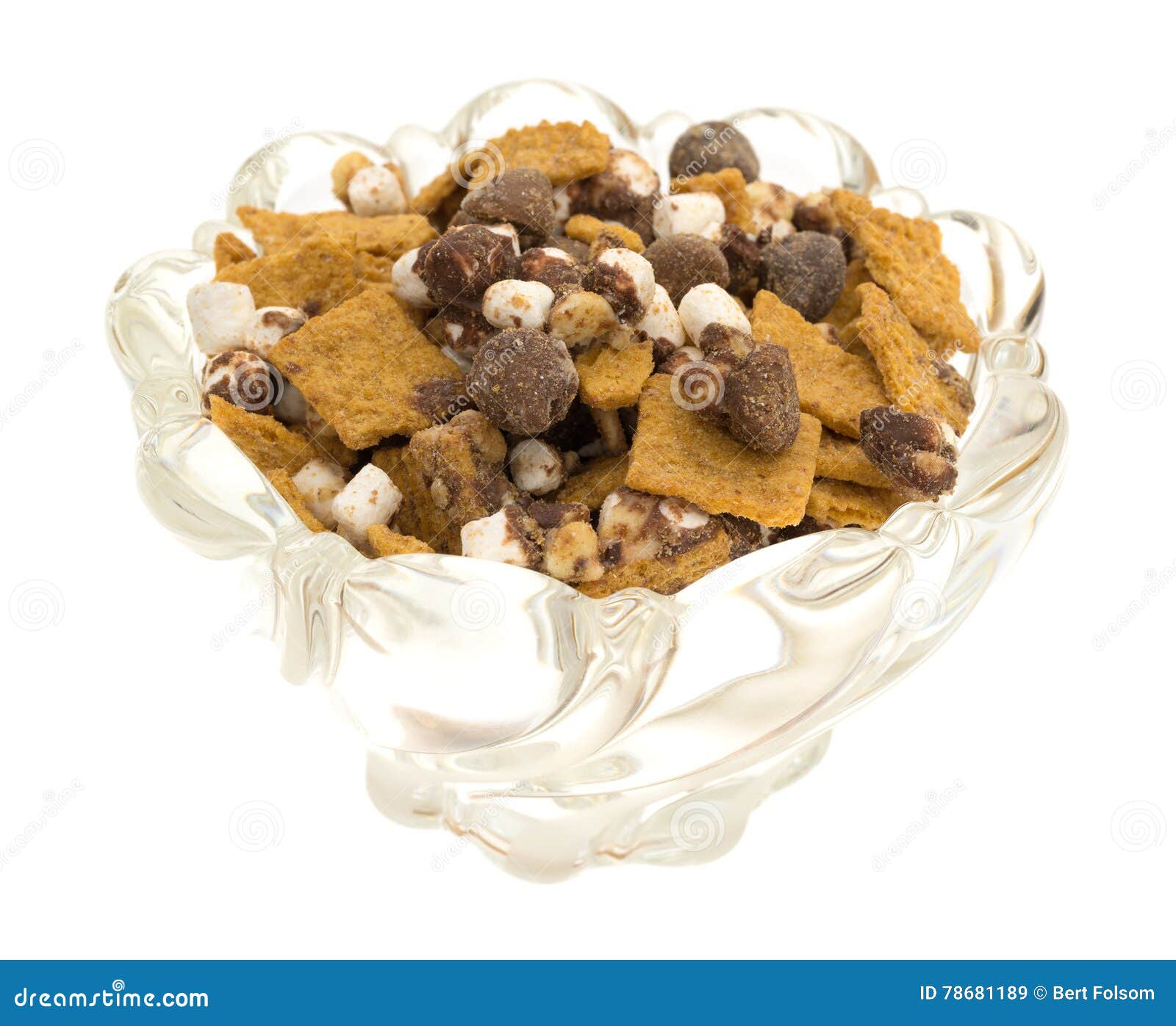 Smores Candy Mixture in a Glass Bowl Stock Image - Image of unhealthy ...