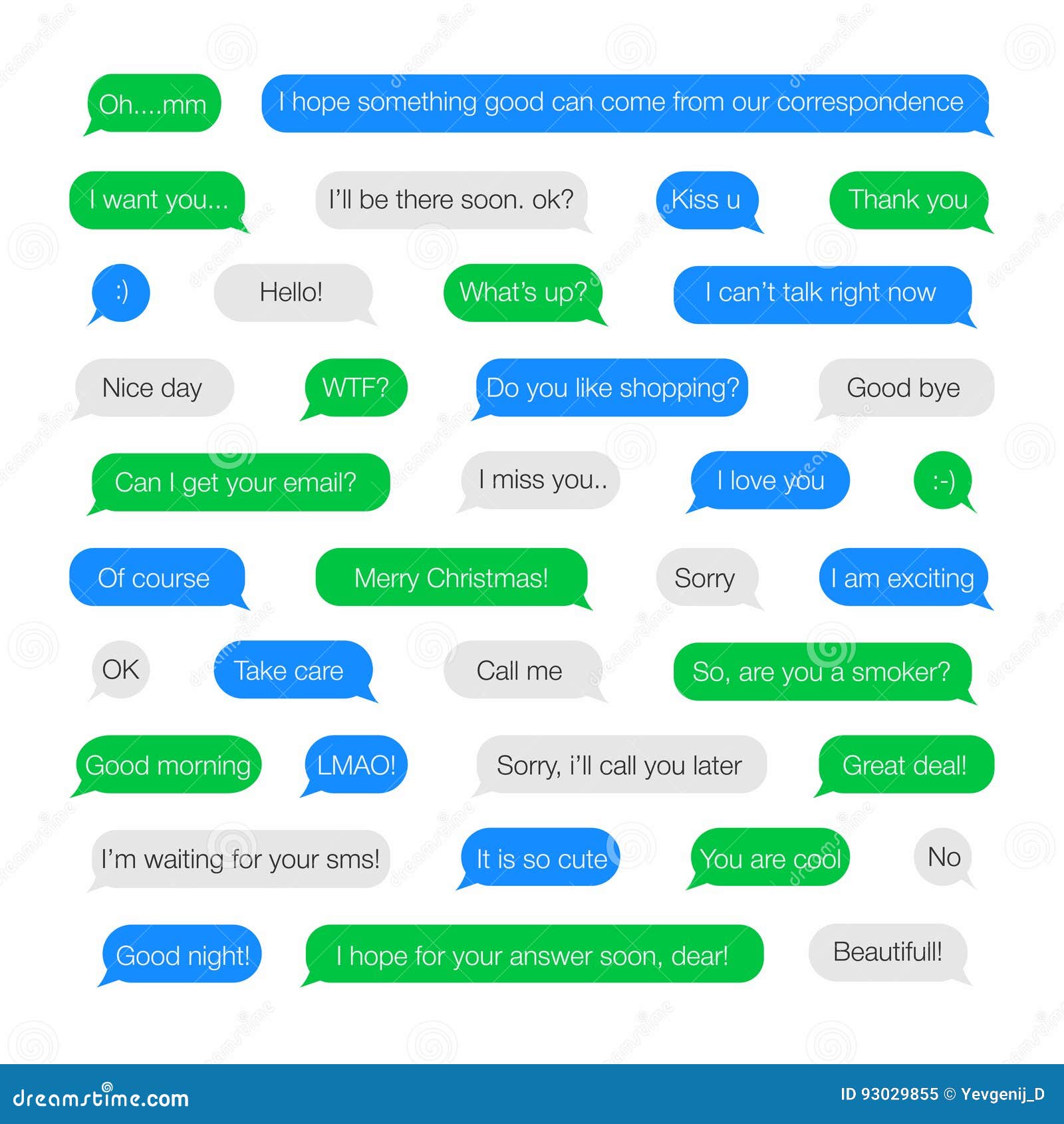 Sms Bubbles. Template for Messenger with Short Phrases Stock Vector ...