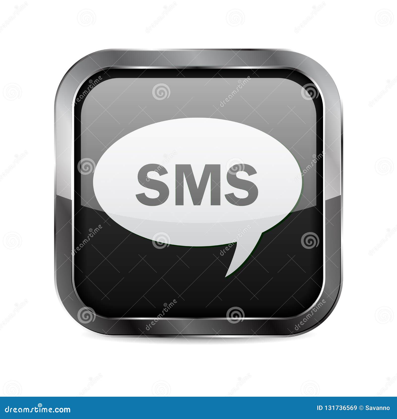 SMS Button. Black Glass 3d Icon with Metal Frame Stock Vector ... SMS Button. Black Glass 3d Icon with Metal Frame Stock Vector ...