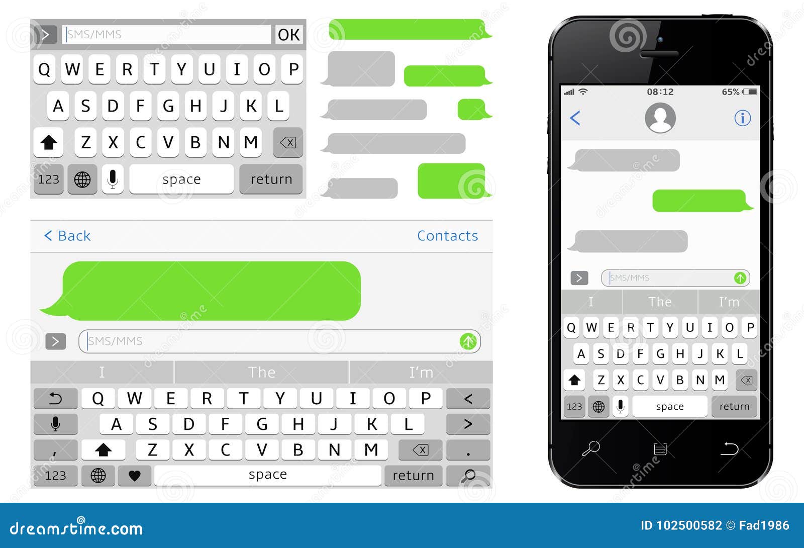 SMS Chat Composer. Smartphone Chatting Sms Template Bubbles Stock ...