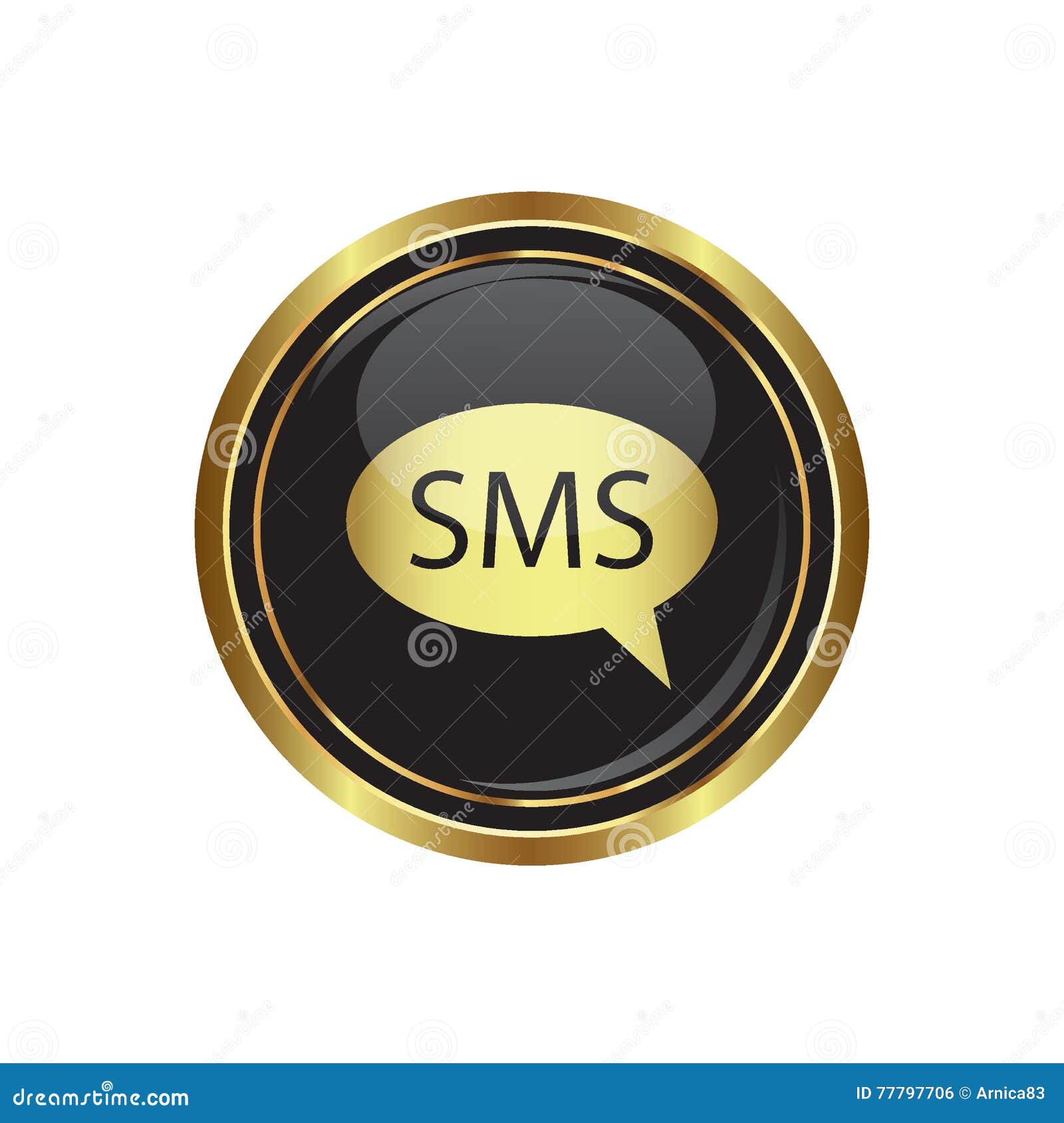 Sms icon on the button stock vector. Illustration of messaging - 77797706