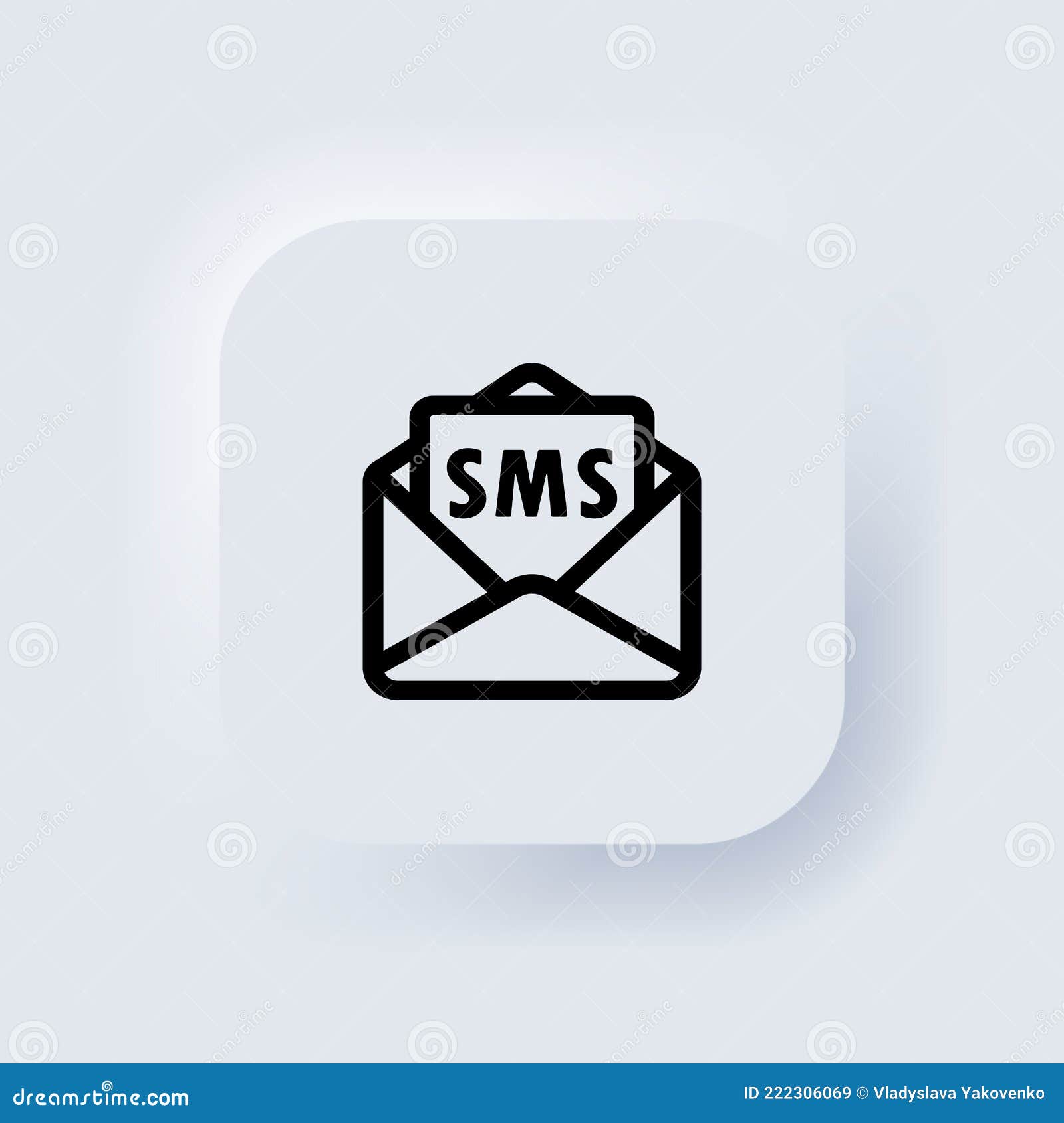 SMS Icon. Dialog, Chat, New Message. Open Envelope. Neumorphic UI UX ...