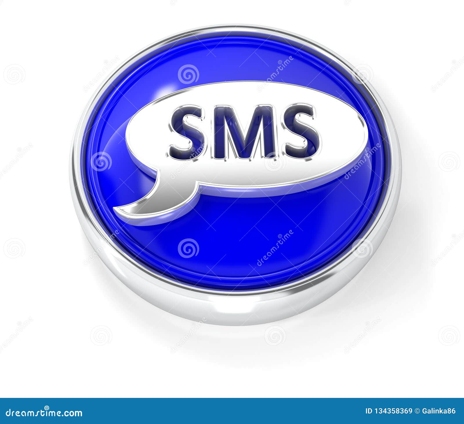 SMS Icon on Glossy Blue Round Button Stock Illustration - Illustration ...