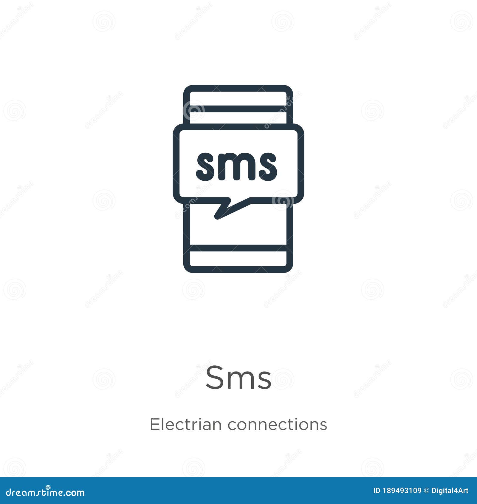 Sms Icon. Thin Linear Sms Outline Icon Isolated on White Background ...