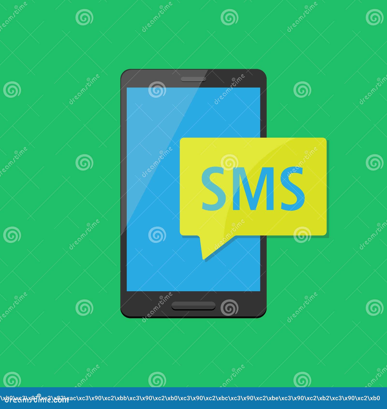 Phone with Sms Sign Vector Flat Design Stock Illustration ...