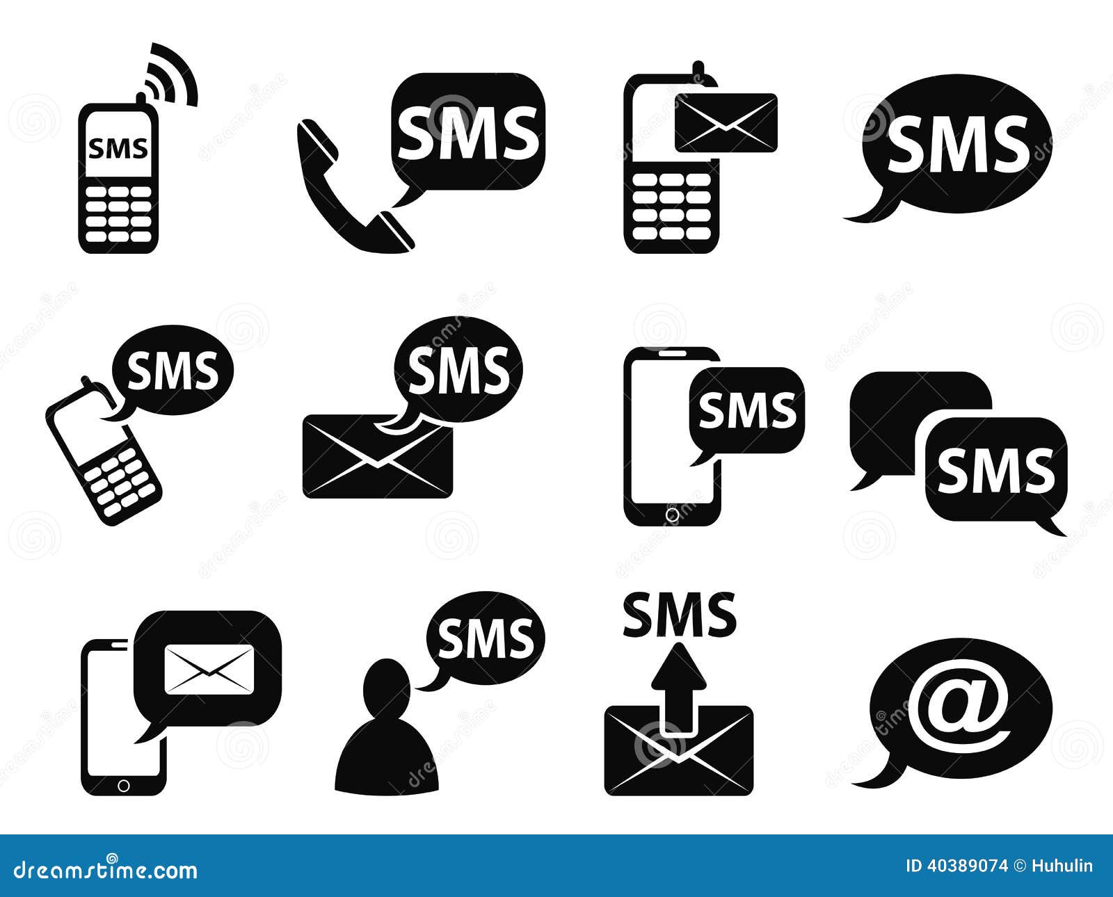 Sms icons set stock vector. Illustration of network, call - 40389074