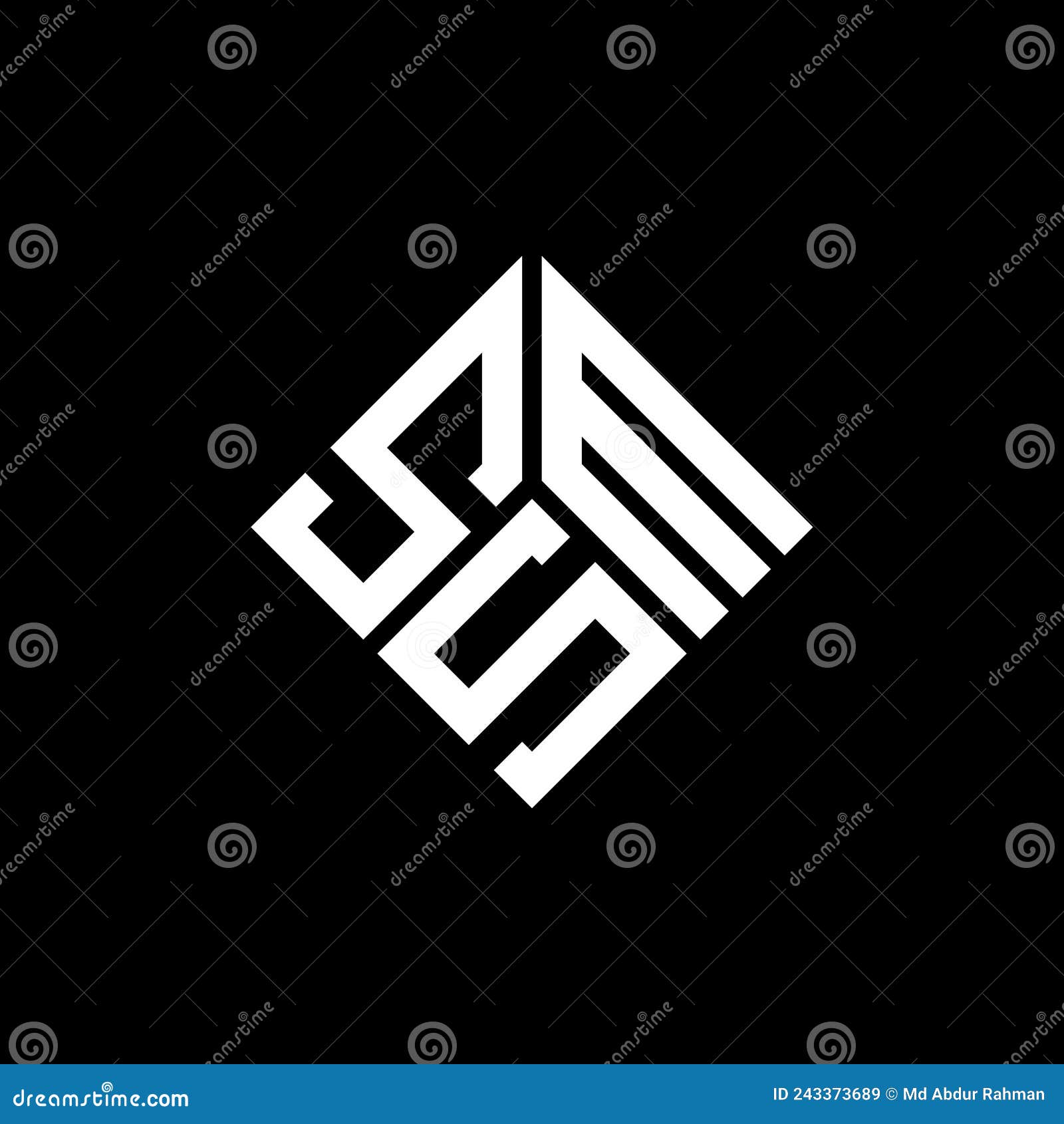 SMS Letter Logo Design on Black Background. SMS Creative Initials ...