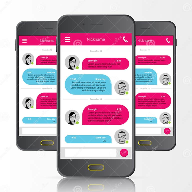 Sms Messenger. Speech Bubbles. Phone Chat Interface Stock Vector ...