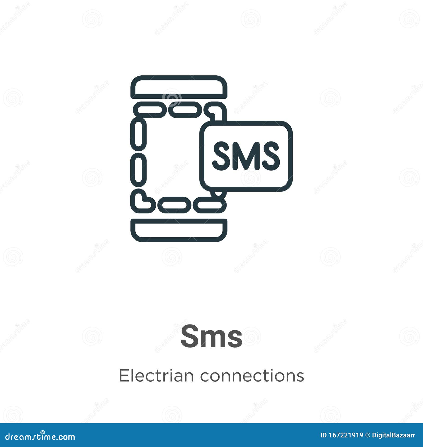 Sms Outline Vector Icon. Thin Line Black Sms Icon, Flat Vector Simple ...