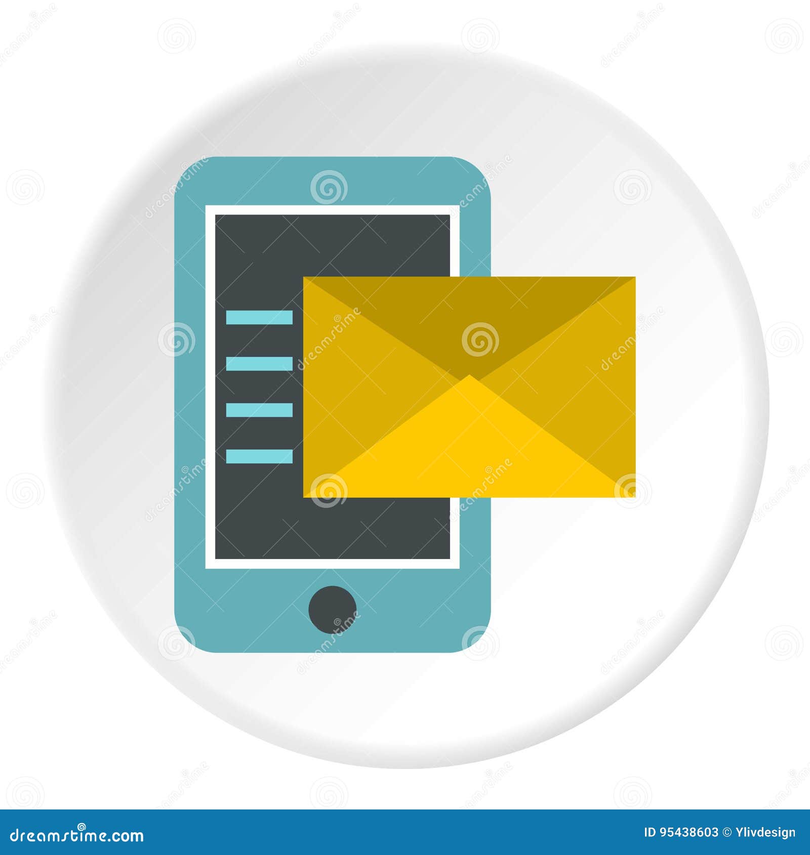 SMS on the Phone Icon Circle Stock Vector - Illustration of page, chat ...