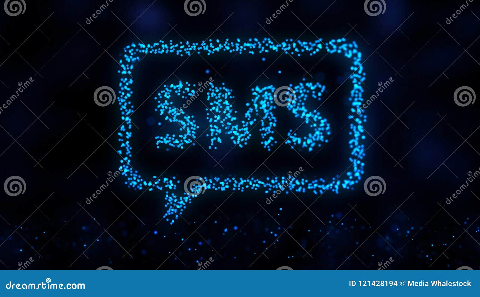 Sms Sign Made of Blue Particles on Black Background. Animation of ...